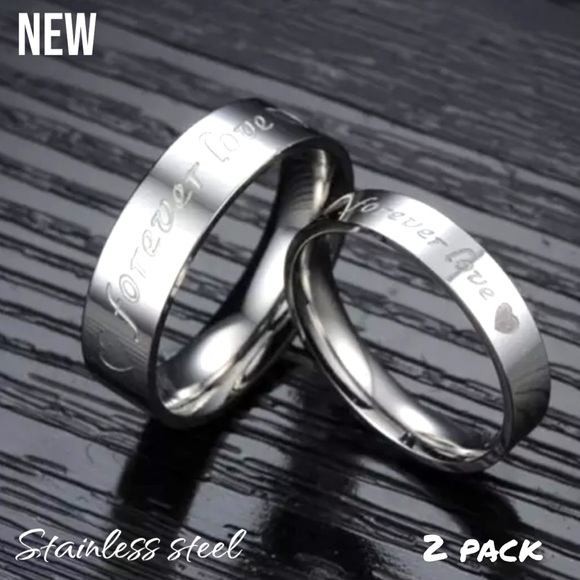 Exclusively Fancy | Accessories | New Silver 2 Ring Set Forever Love ...